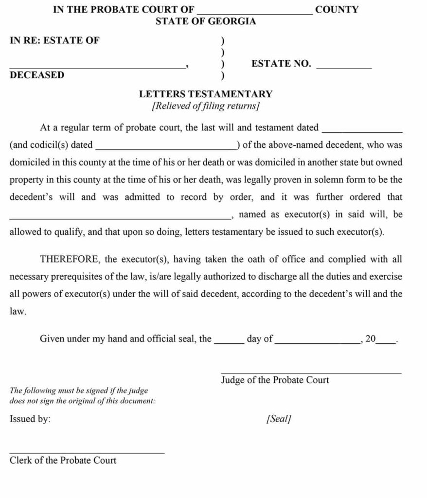 Letter of Testamentary in Georgia: How to Get & Why Needed